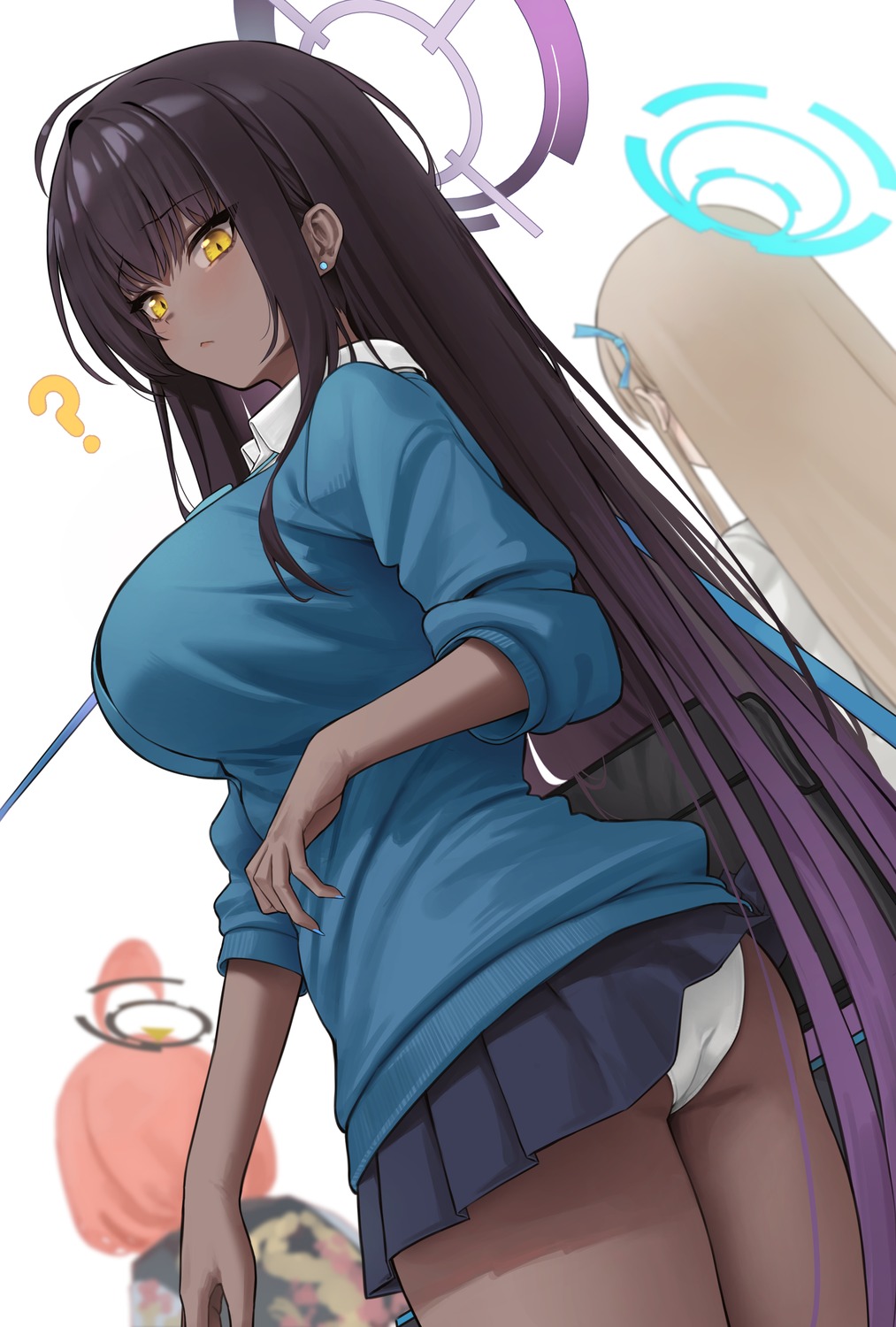 ildy blue archive ichinose asuna kakudate karin mikamo neru ass halo pantsu seifuku skirt lift ...